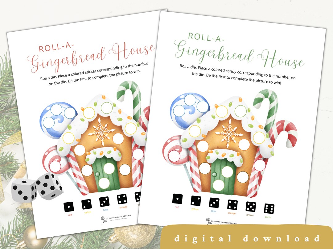 Roll-a-gingerbread House Dice Game, Christmas Game Printable, Christmas ...