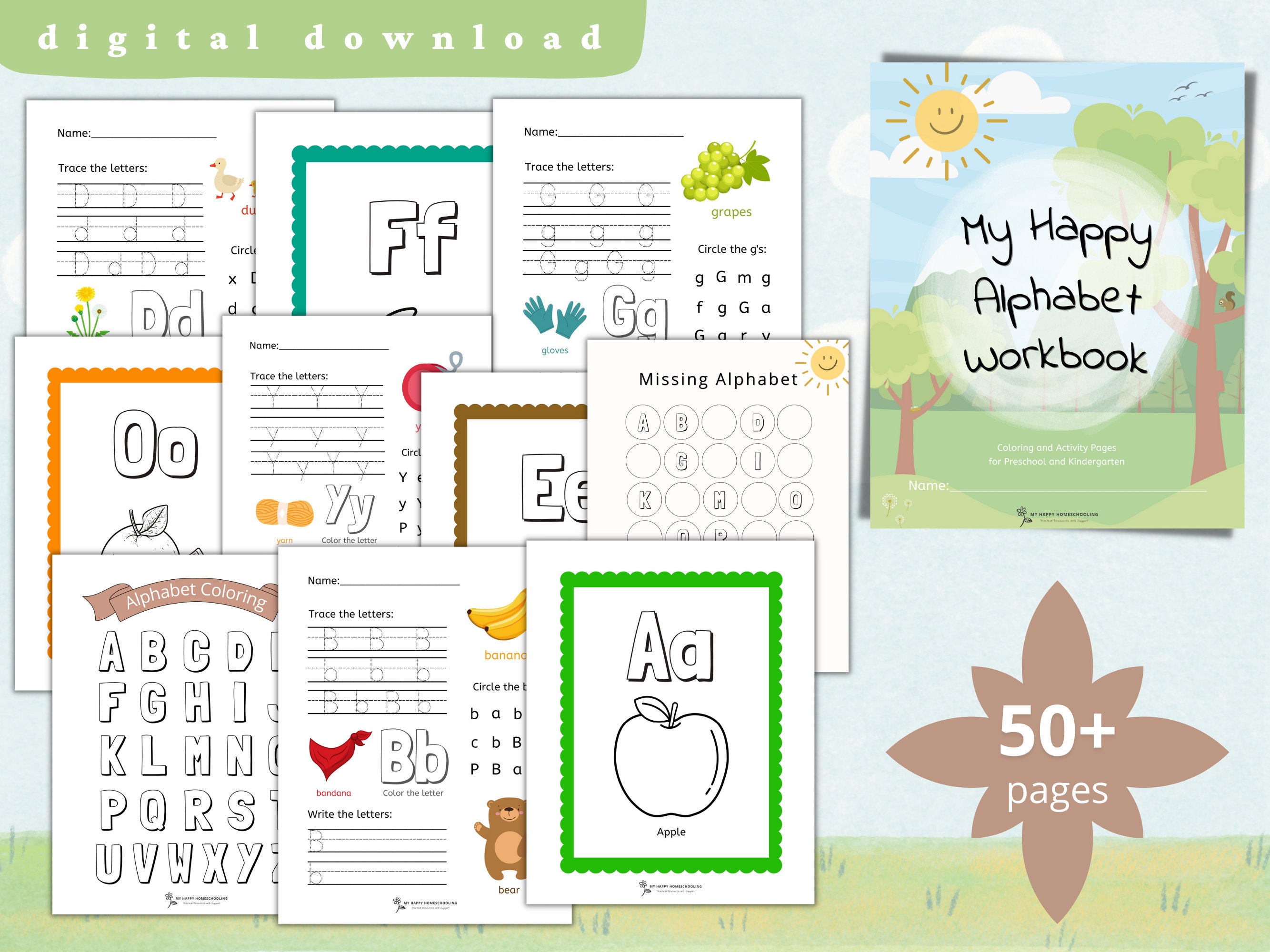 Alphabet Worksheets, Kindergarten Workbook, Preschool Workbook ...