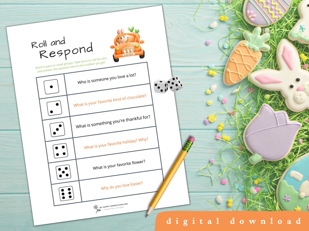 Easter Roll-and-respond Printable Dice Game Activity Page for Kids ...