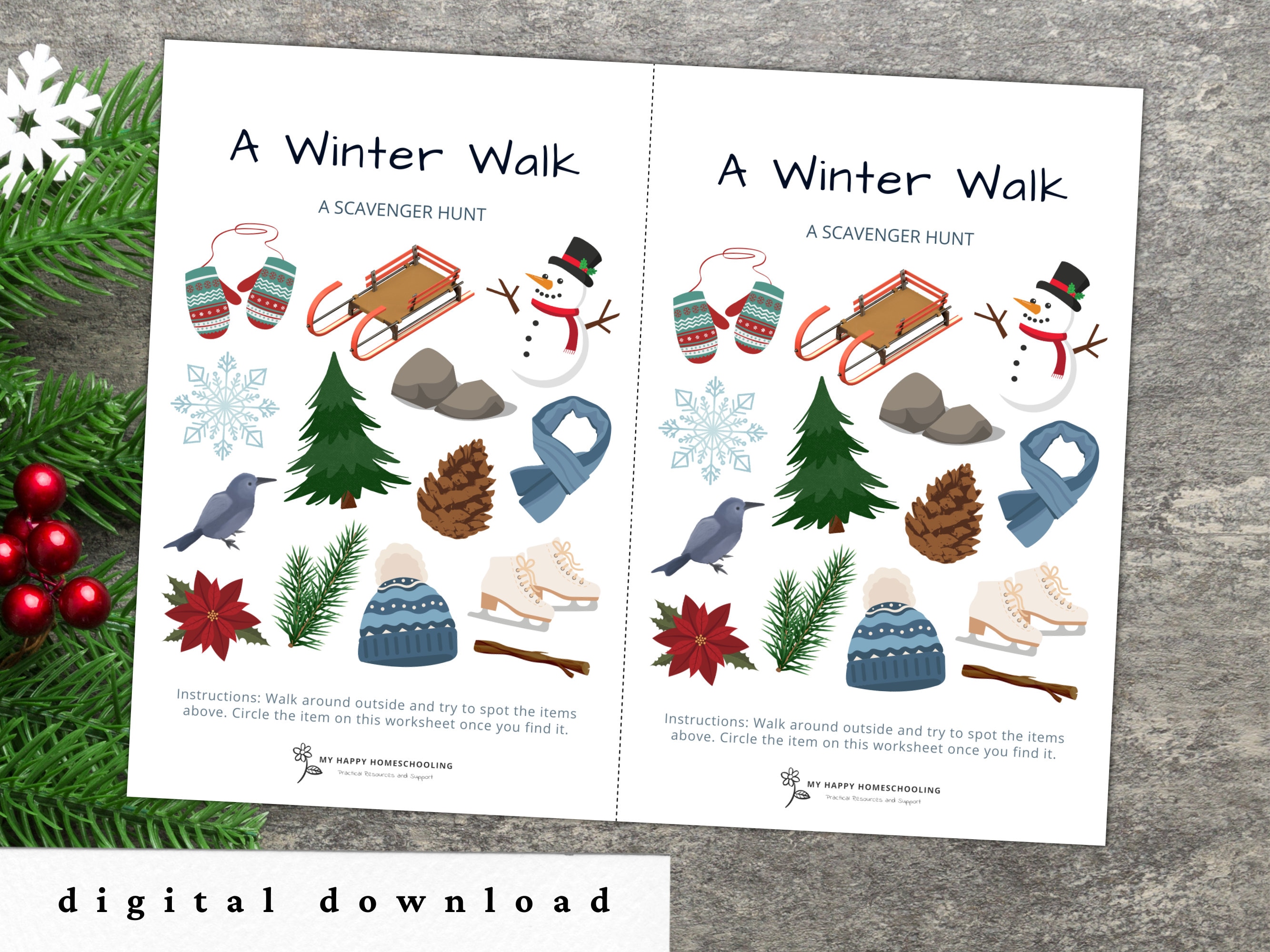 A Winter Walk Scavenger Hunt Printable, Winter Nature Activity, Winter ...