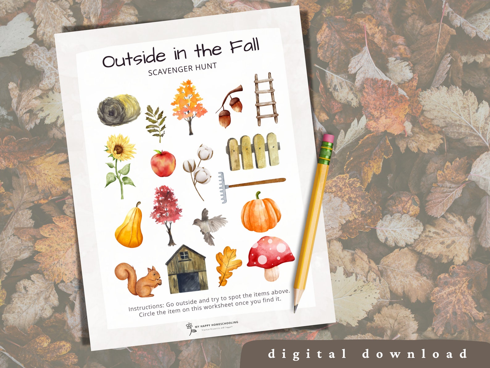 Outside in the Fall Scavenger Hunt Printable, Fall Activity, Homeschool ...