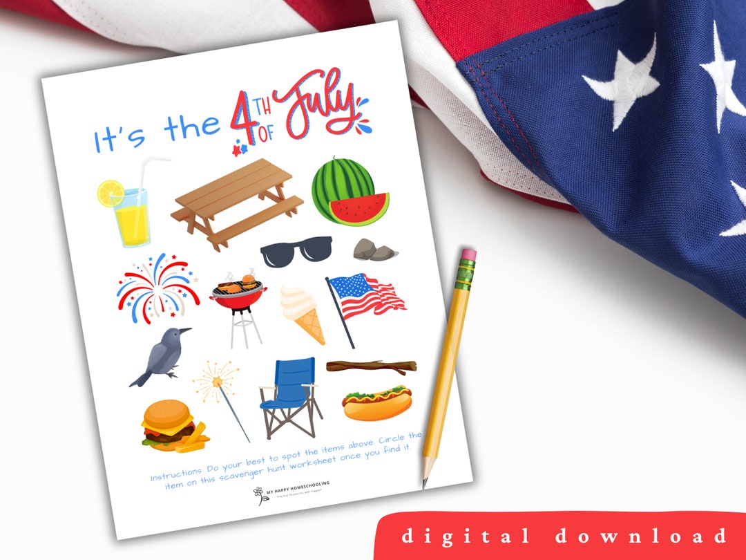 4th of July Scavenger Hunt Printable, July 4th Game, 4th of July ...