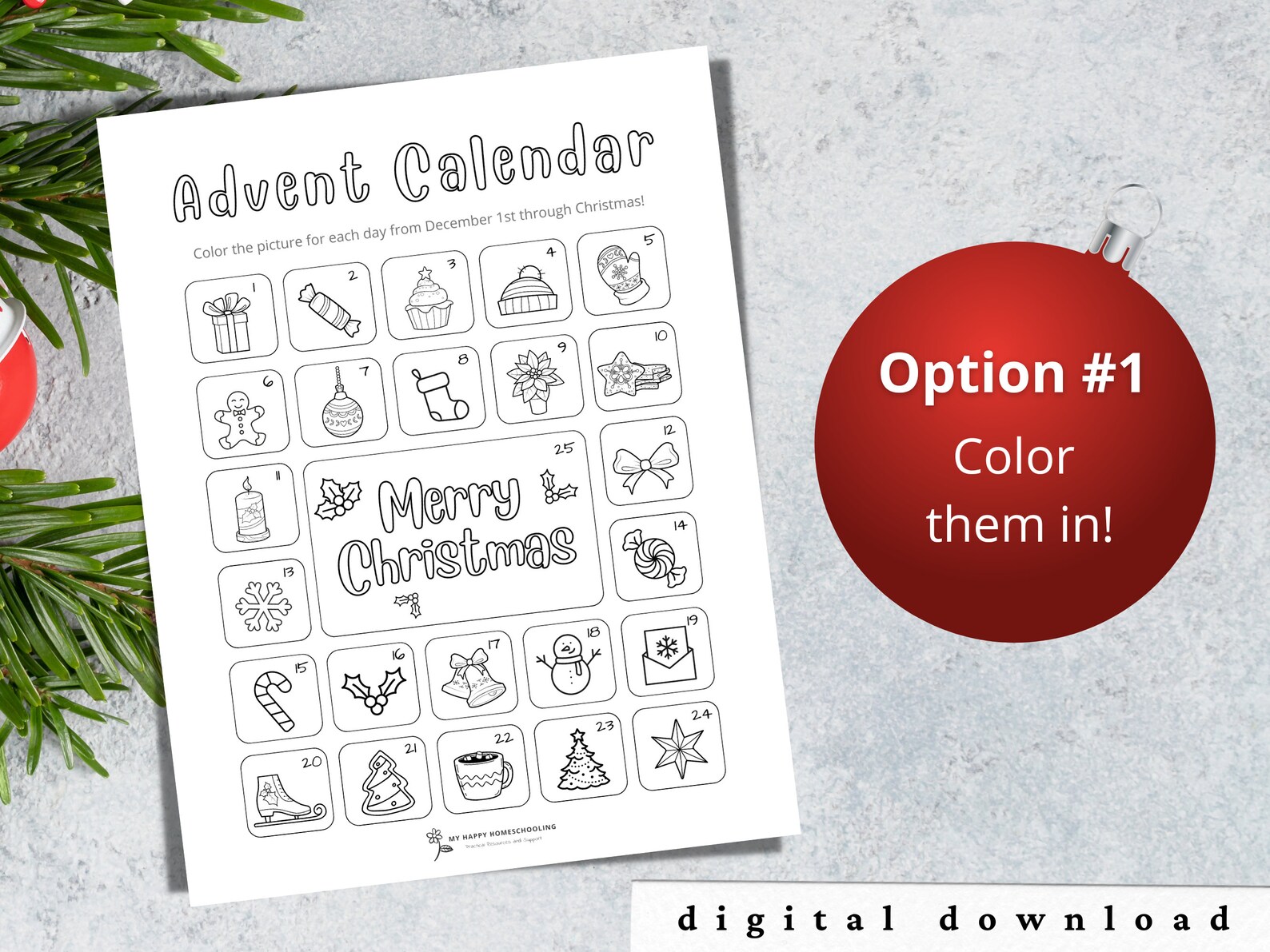Advent Calendar Collection, Advent Calendar Printable, Christmas ...