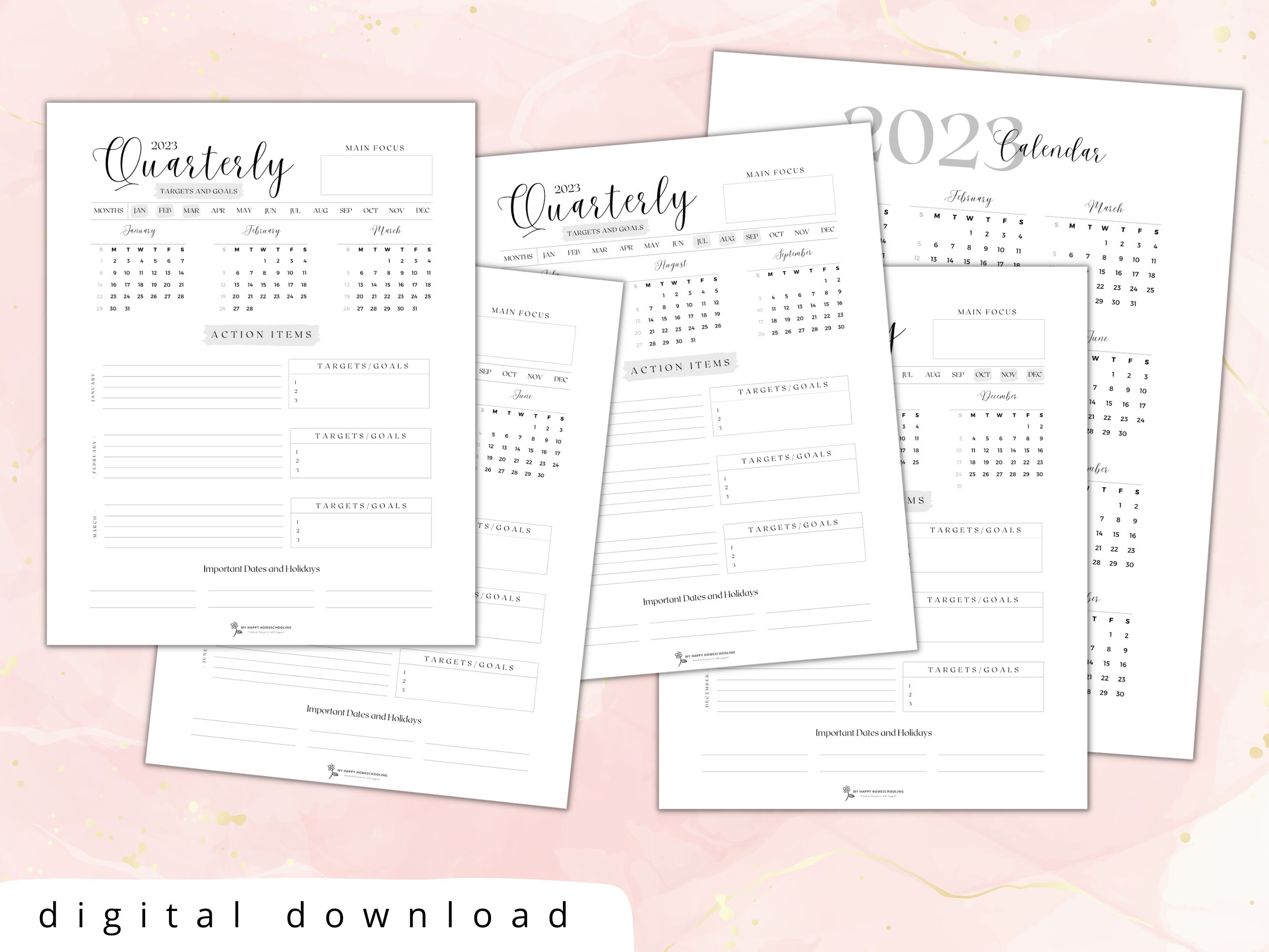 2023 Quarterly Goals Printable, New Years Resolutions Printable, 2023 ...