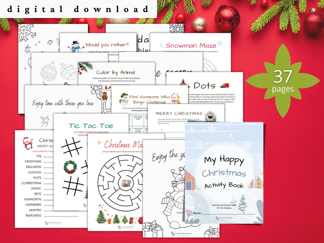 Christmas Activity Book, Christmas Printables for Kids, Christmas ...