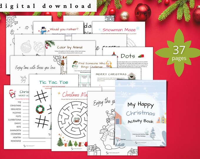Christmas Printable Activities for Kids, Printable Activity Book ...