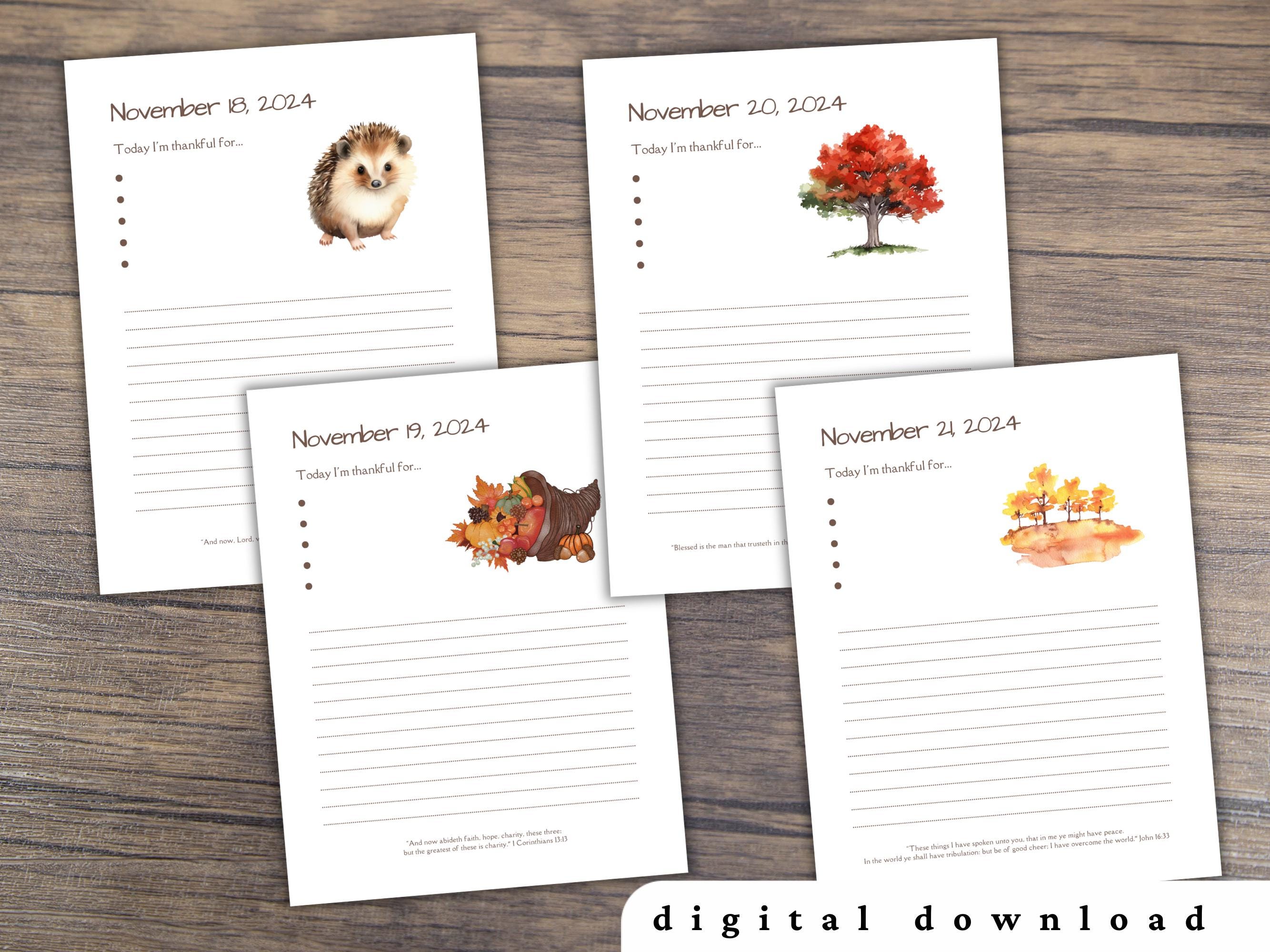 Gratitude Journal Printable for Kids, Thankfulness Journal, 30 Day ...