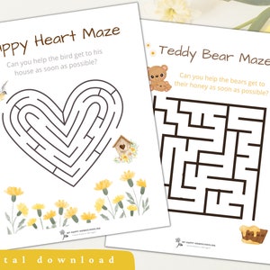 Valentine's Day Maze Collection, Valentine Maze Printable, Valentine's ...