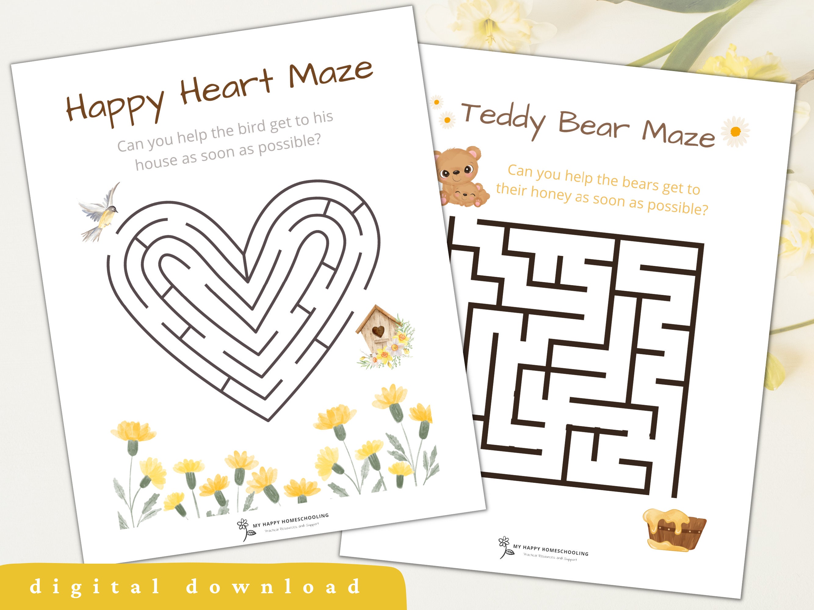 Valentine's Day Maze Collection, Valentine Maze Printable, Valentine's ...