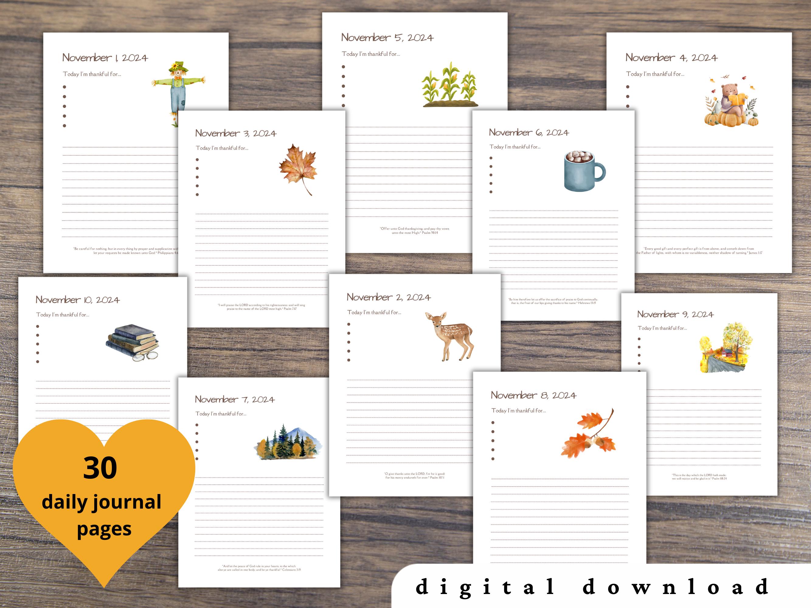 Gratitude Journal Printable for Kids, Thankfulness Journal, 30 Day ...