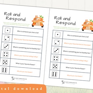 Easter Roll-and-respond Printable Dice Game Activity Page for Kids ...