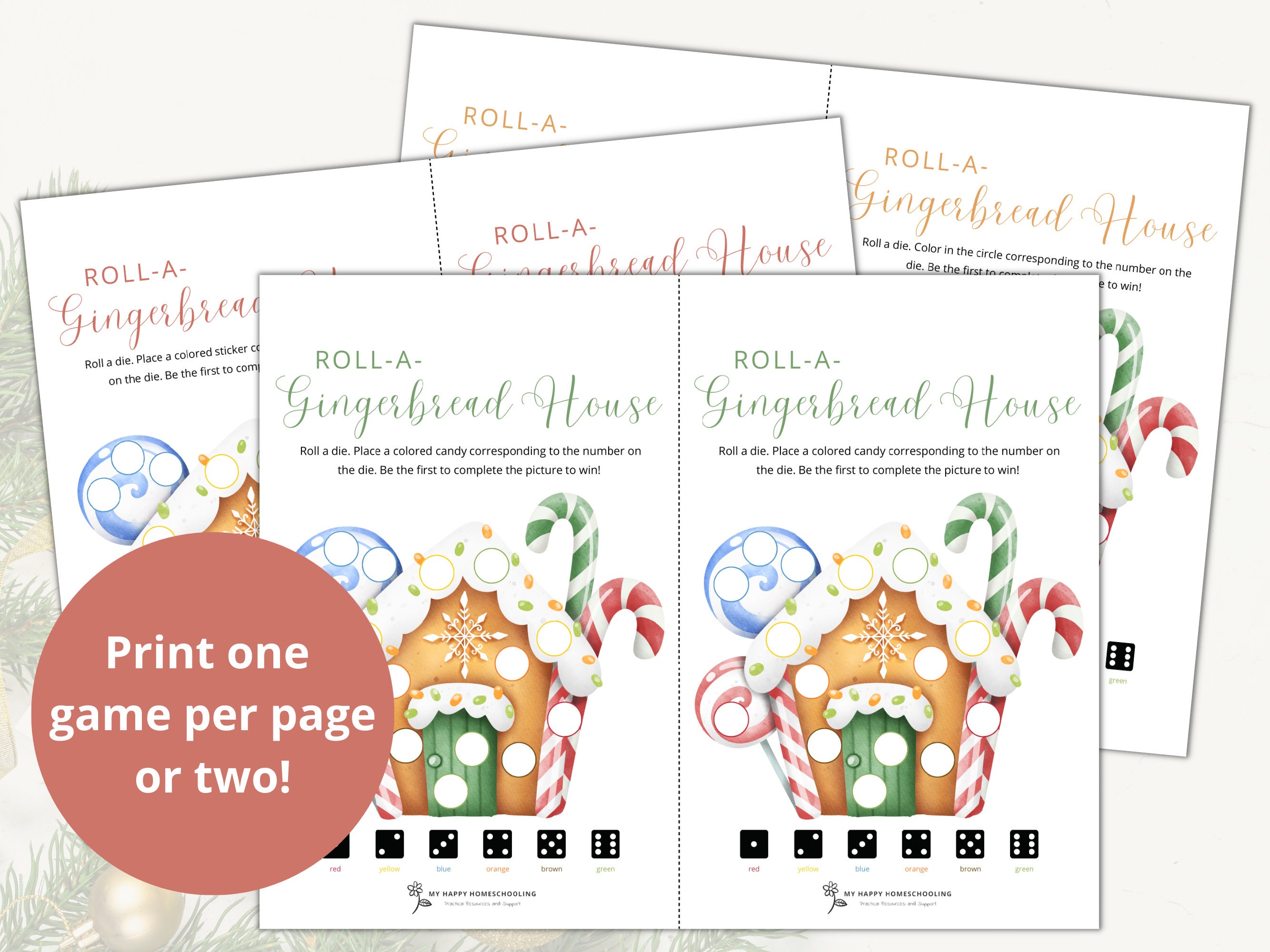 Roll-a-gingerbread House Dice Game, Christmas Game Printable, Christmas ...