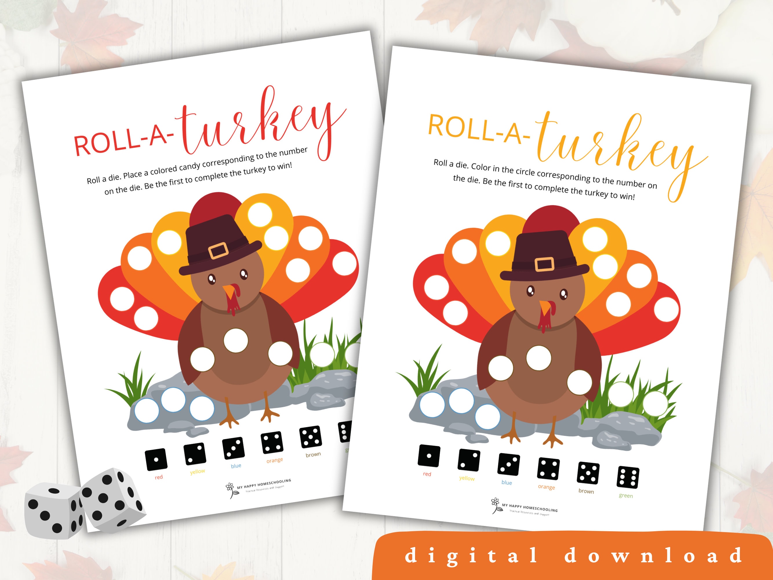 Roll-a-turkey Dice Game, Thanksgiving Game Printable, Thanksgiving ...