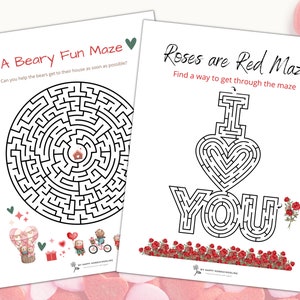 Valentine's Day Maze Collection, Valentine Maze Printable, Valentine's ...