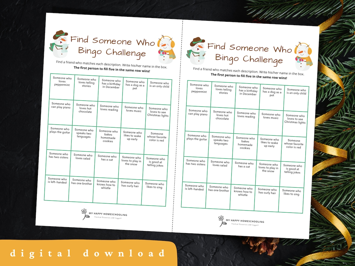Christmas Bingo Printable, Find Someone Who Christmas Bingo Printable ...