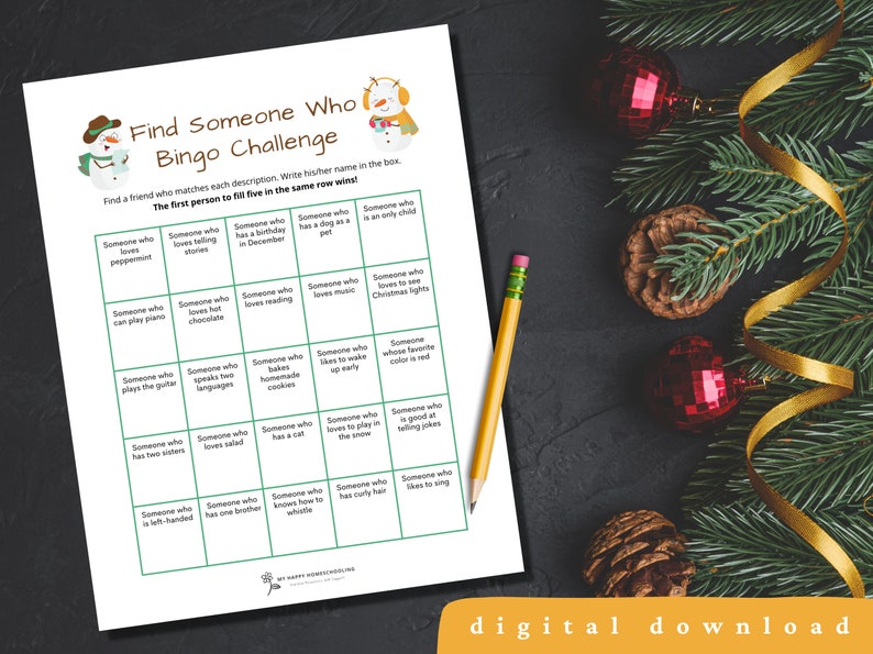 Christmas Bingo Printable, Find Someone Who Christmas Bingo Printable ...