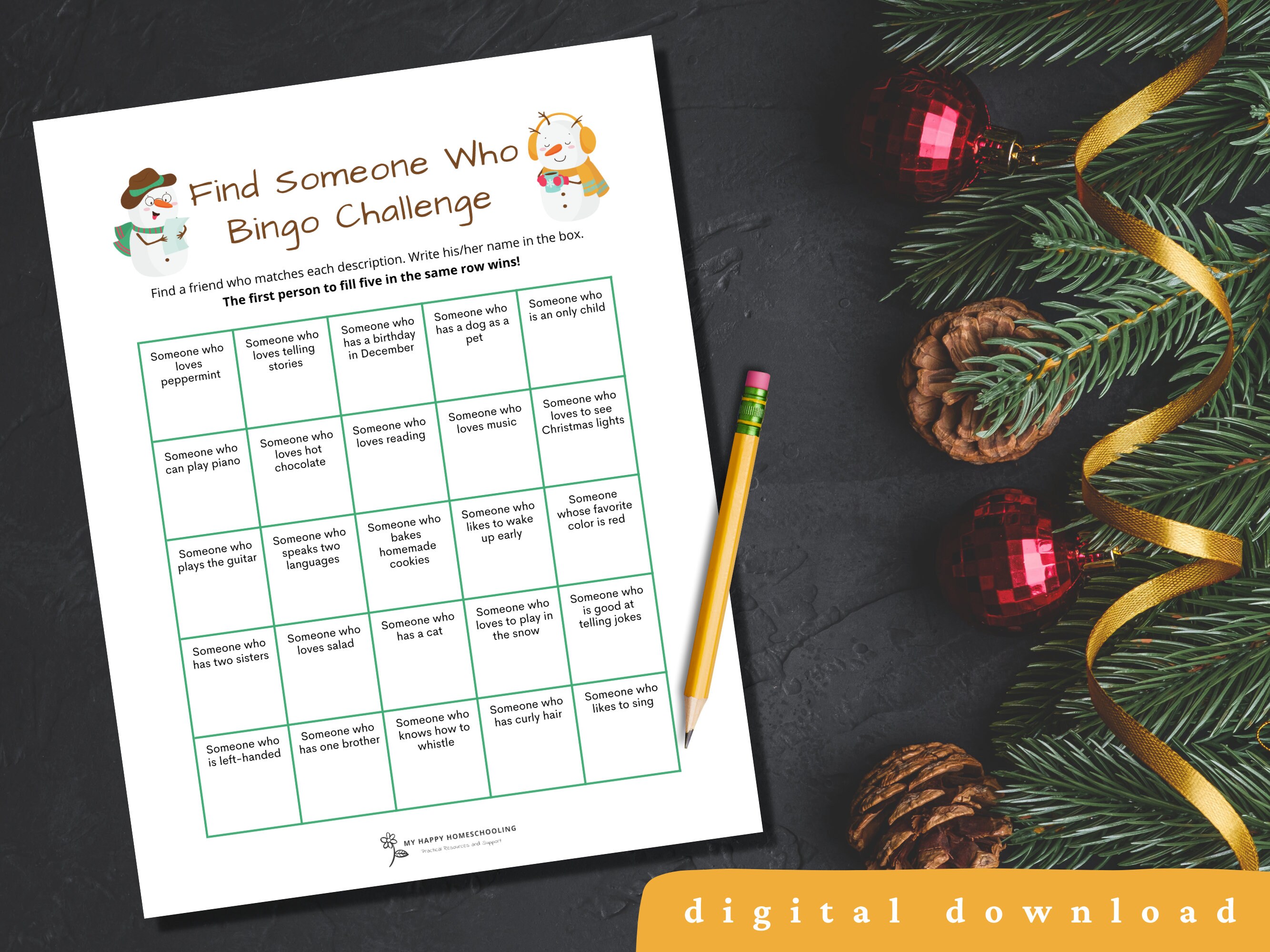 Christmas Bingo Printable, Find Someone Who Christmas Bingo Printable ...