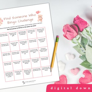 Valentine's Day Bingo "find Someone Who" Printable Activity Page for ...