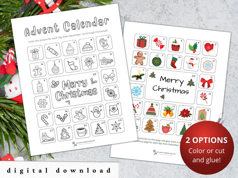 Advent Calendar Collection, Advent Calendar Printable, Christmas ...