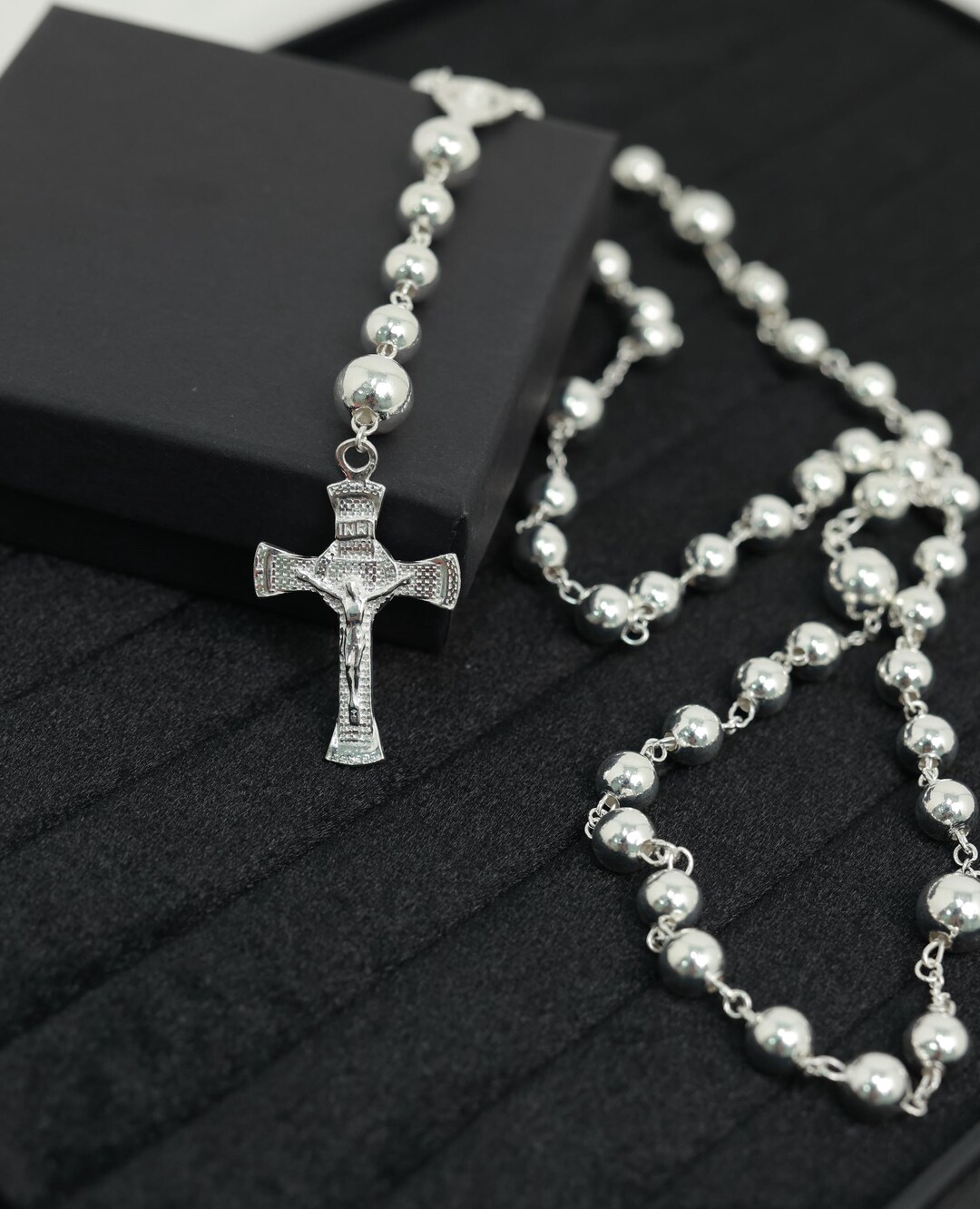 Pure Silver 99 Vintage Heavy Rosary Necklace, 2.3 Oz Catholic Prayer ...