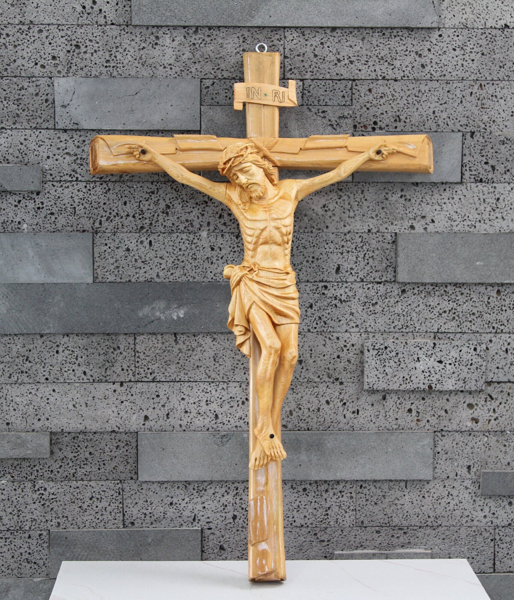 Hand-carved Crucifix Large Sizes With INRI Inscription, Catholic Wall ...