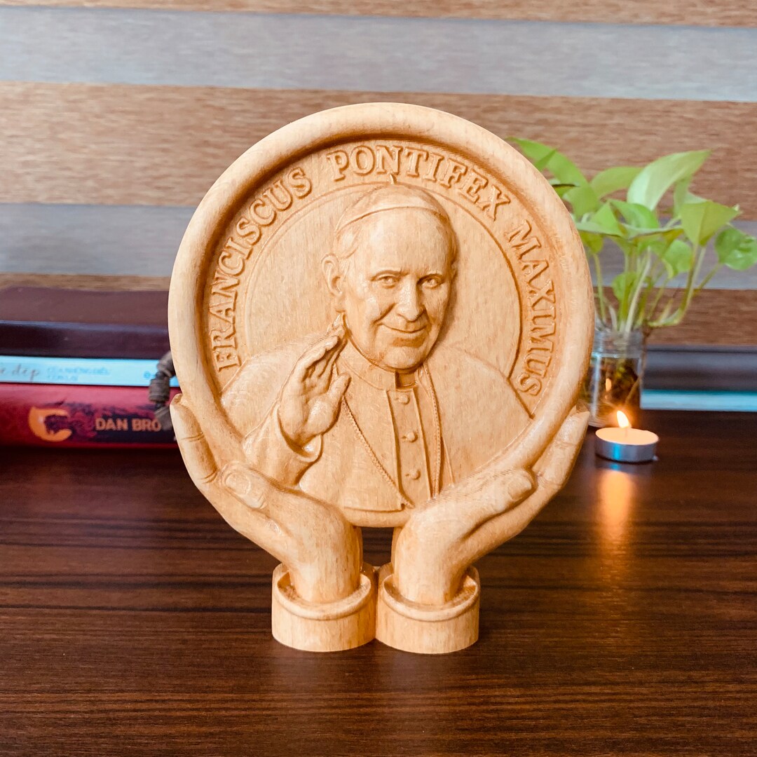 Pope Franciscus Pontifex Maximus Desktop Handmade Wooden Figurine ...