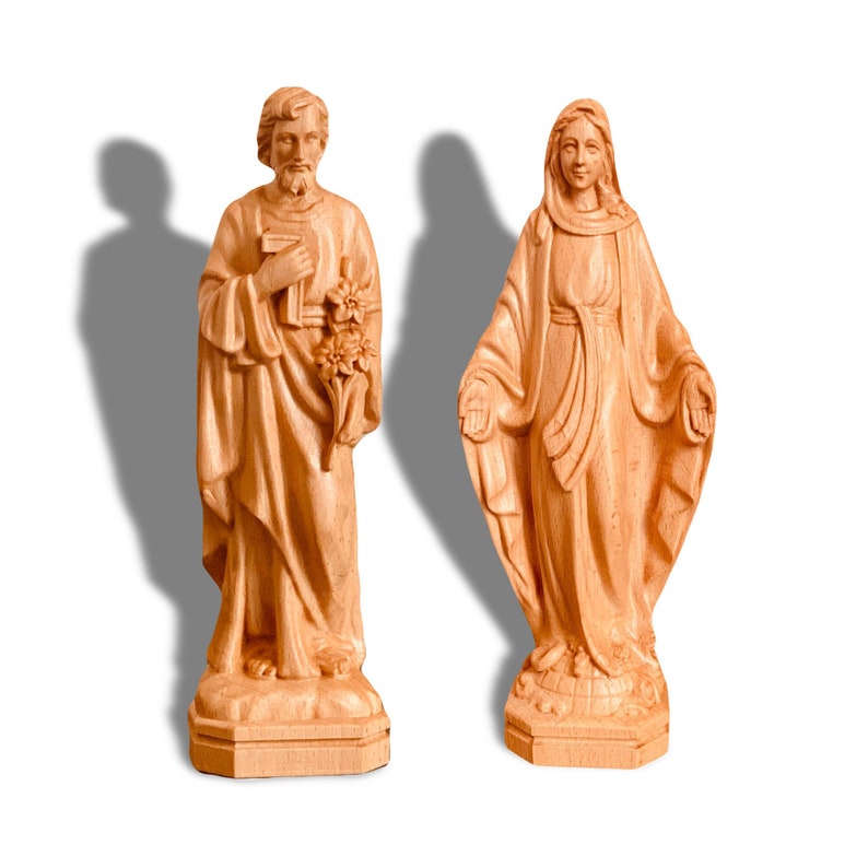 Saint Joseph and Blessed Holy Mother Mary Set Figurine for Desks ...