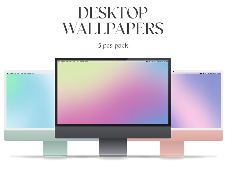MacBook Aura Wallpapers, Bundle of 5 Gradient Wallpapers, Gradient ...