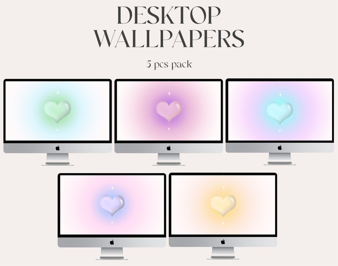 MacBook Crystal Hearts Wallpapers, Bundle of 5 Gradient Wallpapers ...