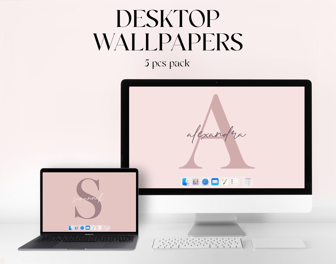 Custom Name Desktop Wallpapers – Personalized Beige & Pink Aesthetic ...