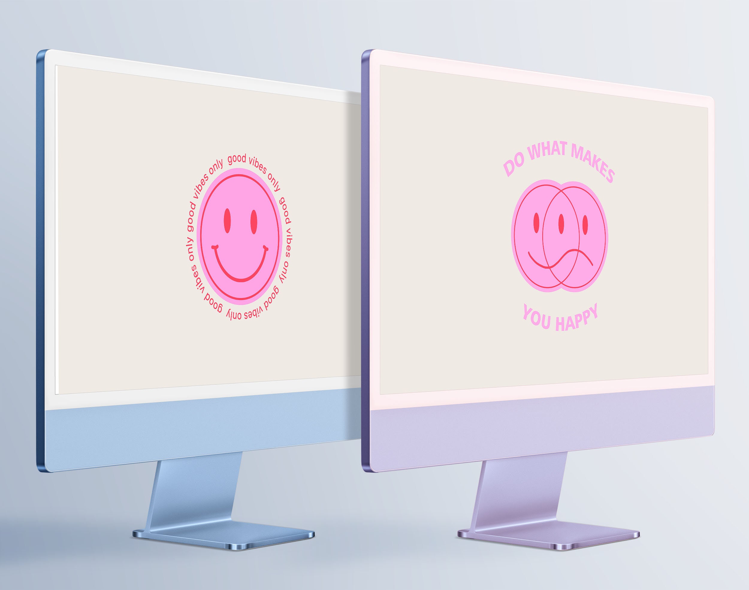 MacBook Smiley Wallpapers, Bundle of 5 Wallpapers, Pink Theme ...