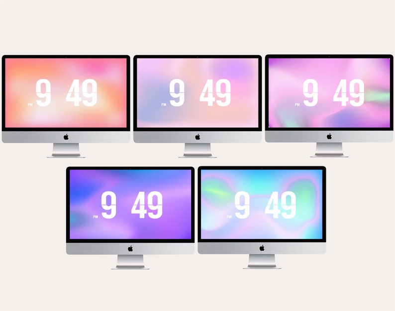 MacBook Aura Wallpapers, Bundle of 5 Gradient Wallpapers, Gradient ...