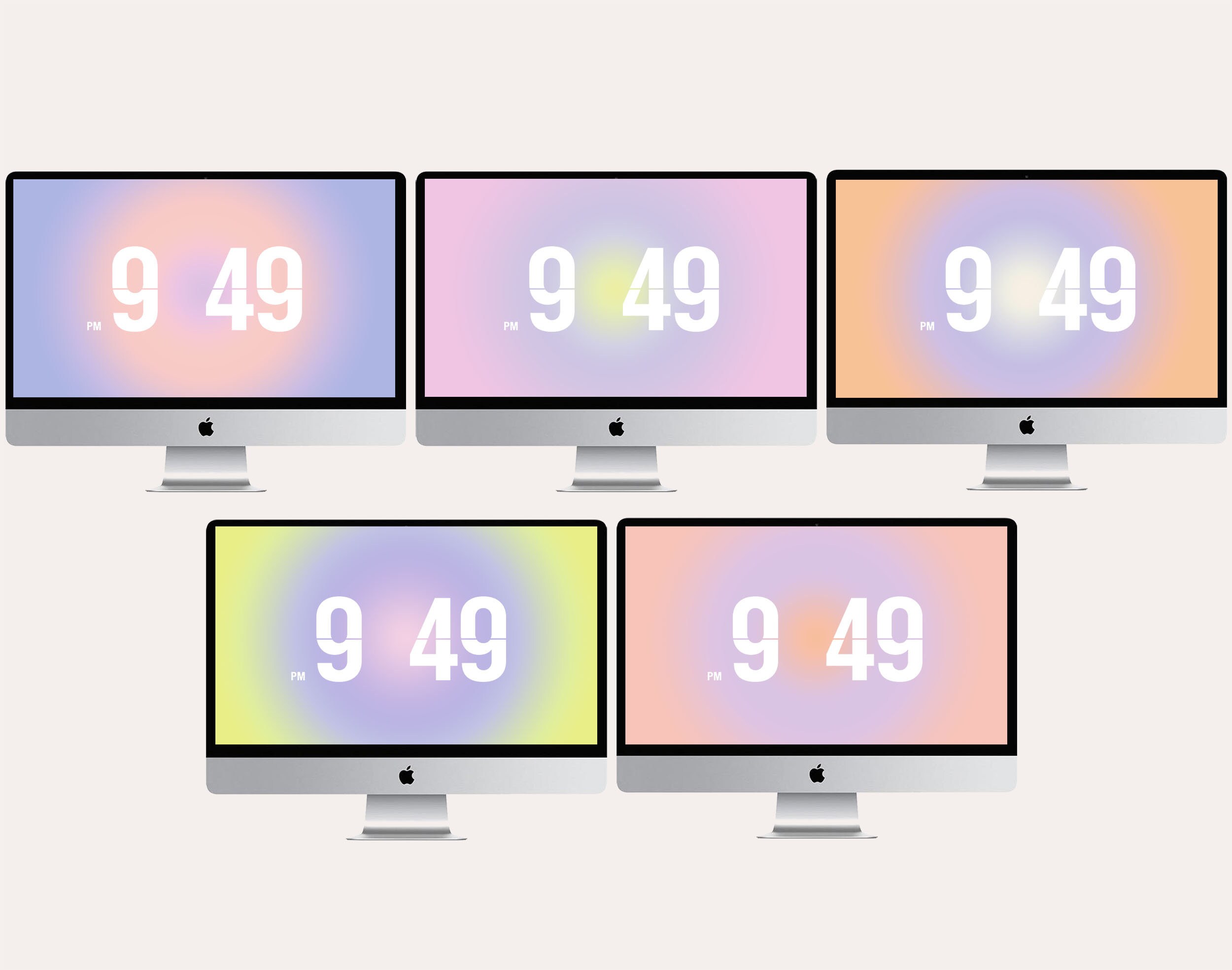 MacBook Aura Wallpapers, Set of 5 Gradient Wallpaper, Gradient Theme ...