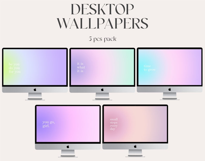 MacBook Aura Wallpapers, Bundle of 5 Gradient Wallpapers, Affirmation ...