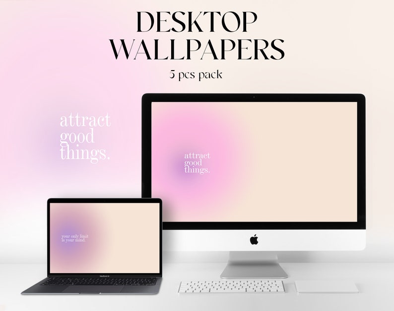 MacBook Aura Wallpapers, Bundle of 5 Gradient Wallpapers, Affirmation ...