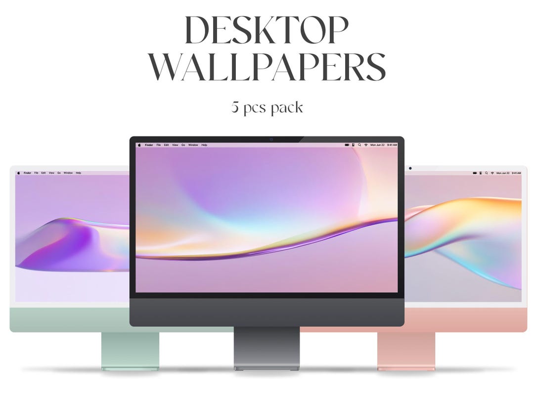Iridescent Desktop Wallpaper Pack – 5 Minimal Gradient Aesthetic ...