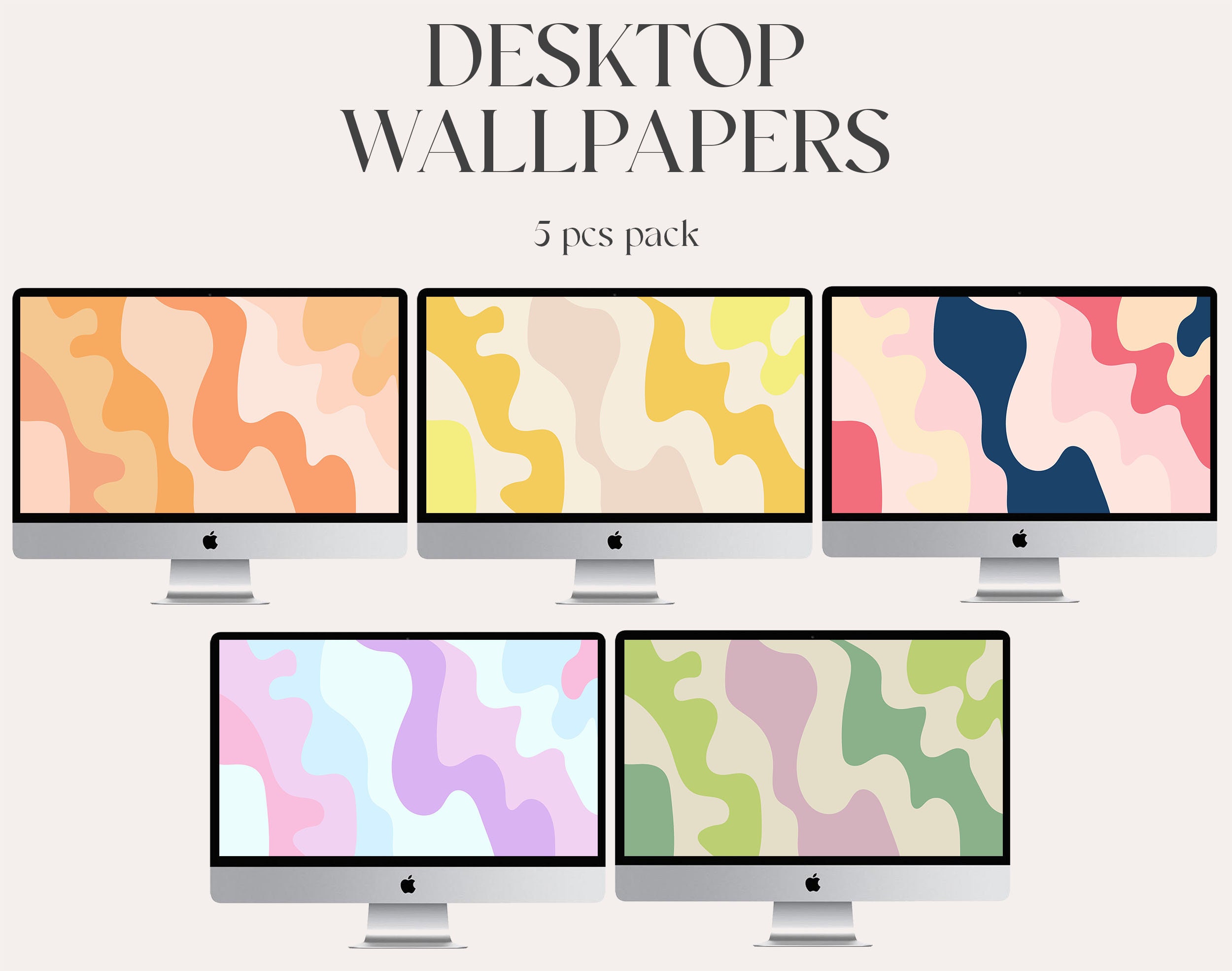 MacBook Minimal Wallpapers, Bundle of 5 Gradient Wallpapers, Abstract ...