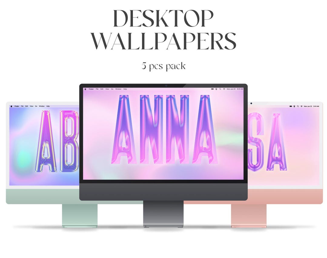 MacBook Holographic Wallpapers, Bundle of 5 Gradient Wallpapers, Name ...
