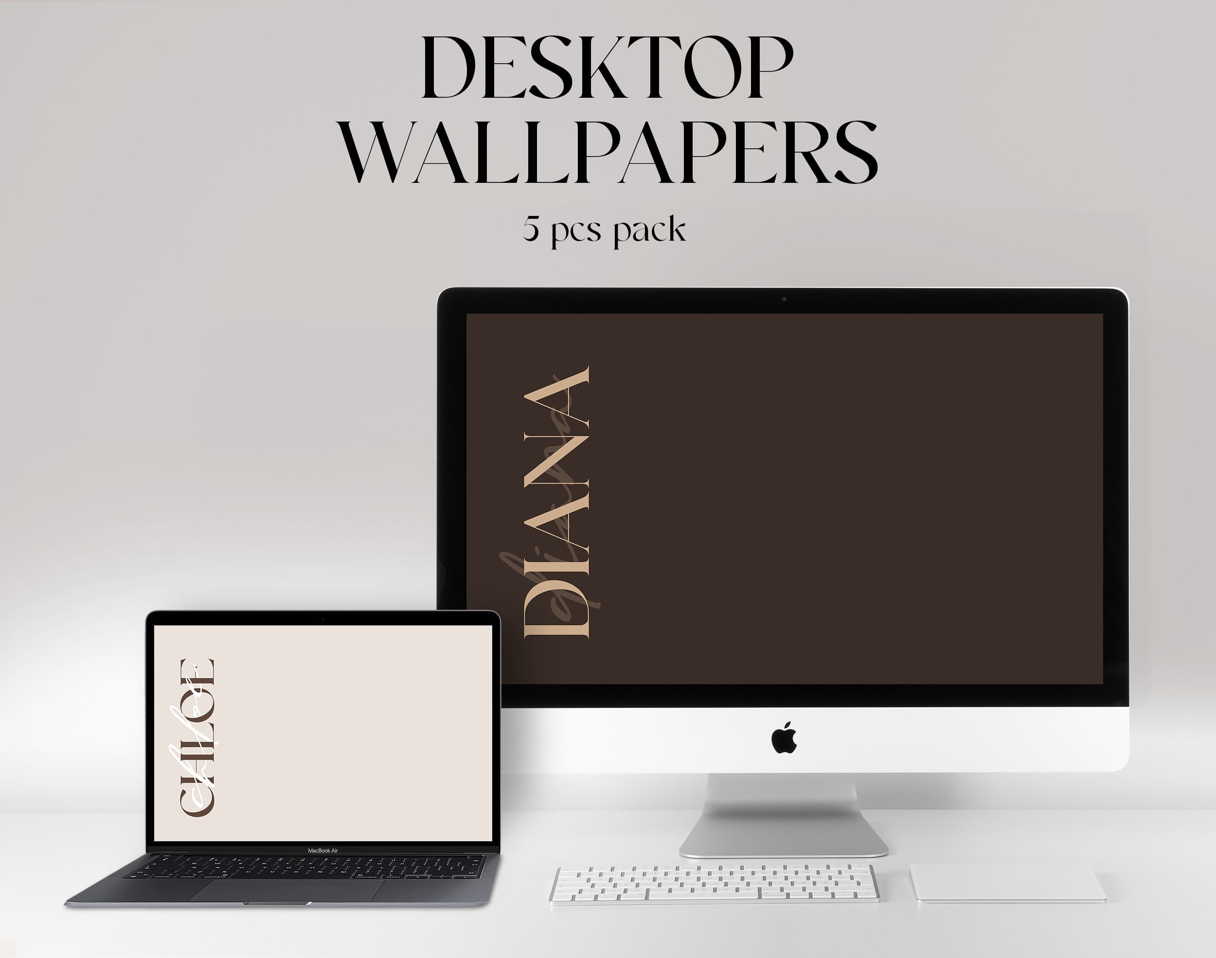 MacBook Custom Wallpapers, Bundle of 5 Neutral Wallpapers, Beige Theme ...