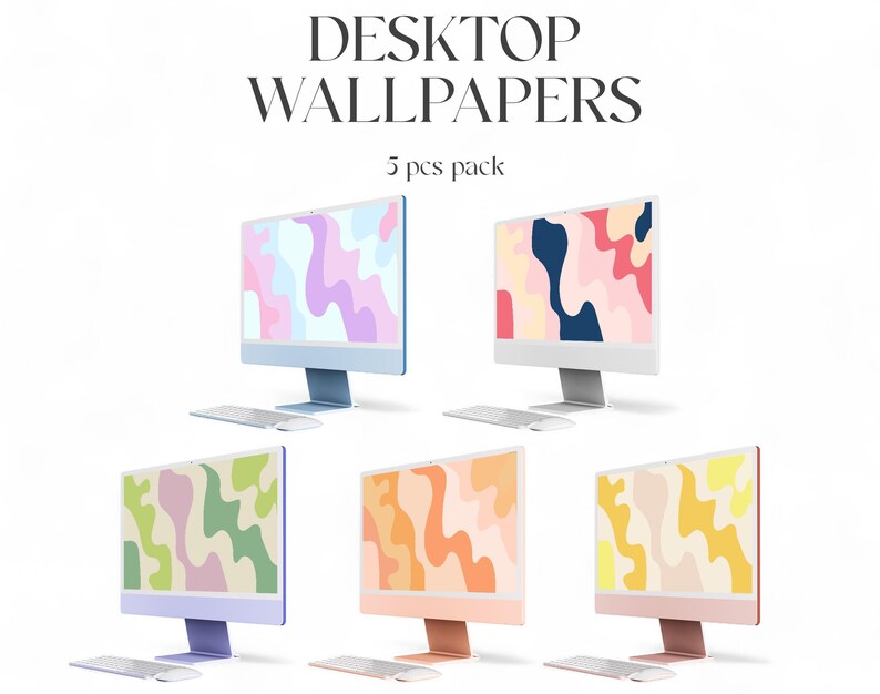 MacBook Minimal Wallpapers, Bundle of 5 Gradient Wallpapers, Abstract ...