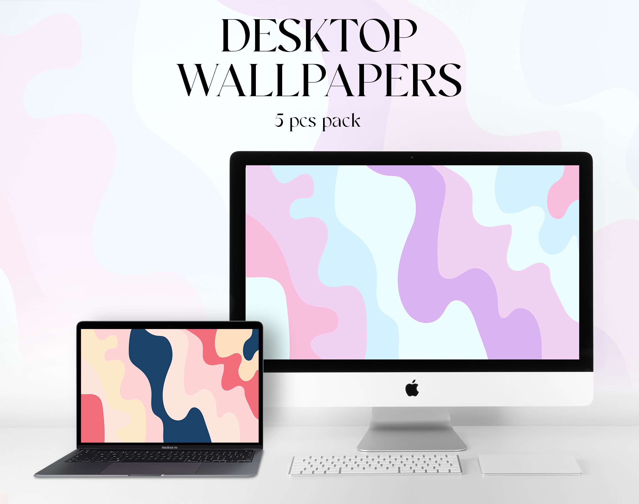 MacBook Minimal Wallpapers, Bundle of 5 Gradient Wallpapers, Abstract ...