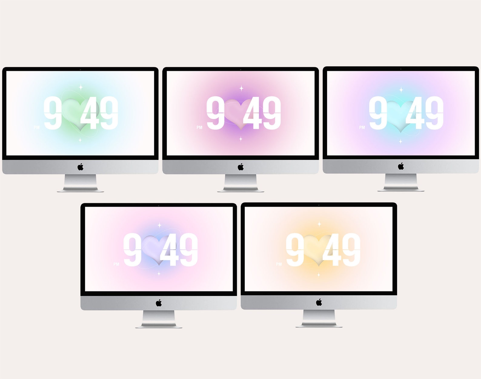 MacBook Crystal Hearts Wallpapers, Bundle of 5 Gradient Wallpapers ...