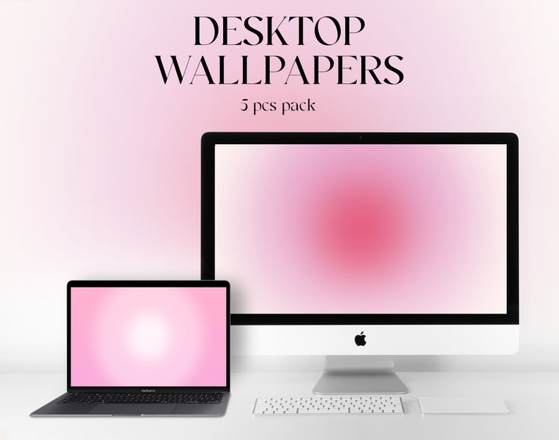MacBook Gradient Pink Wallpapers, Bundle of 5 Gradient Wallpapers, Gradient Theme, Aesthetic ...