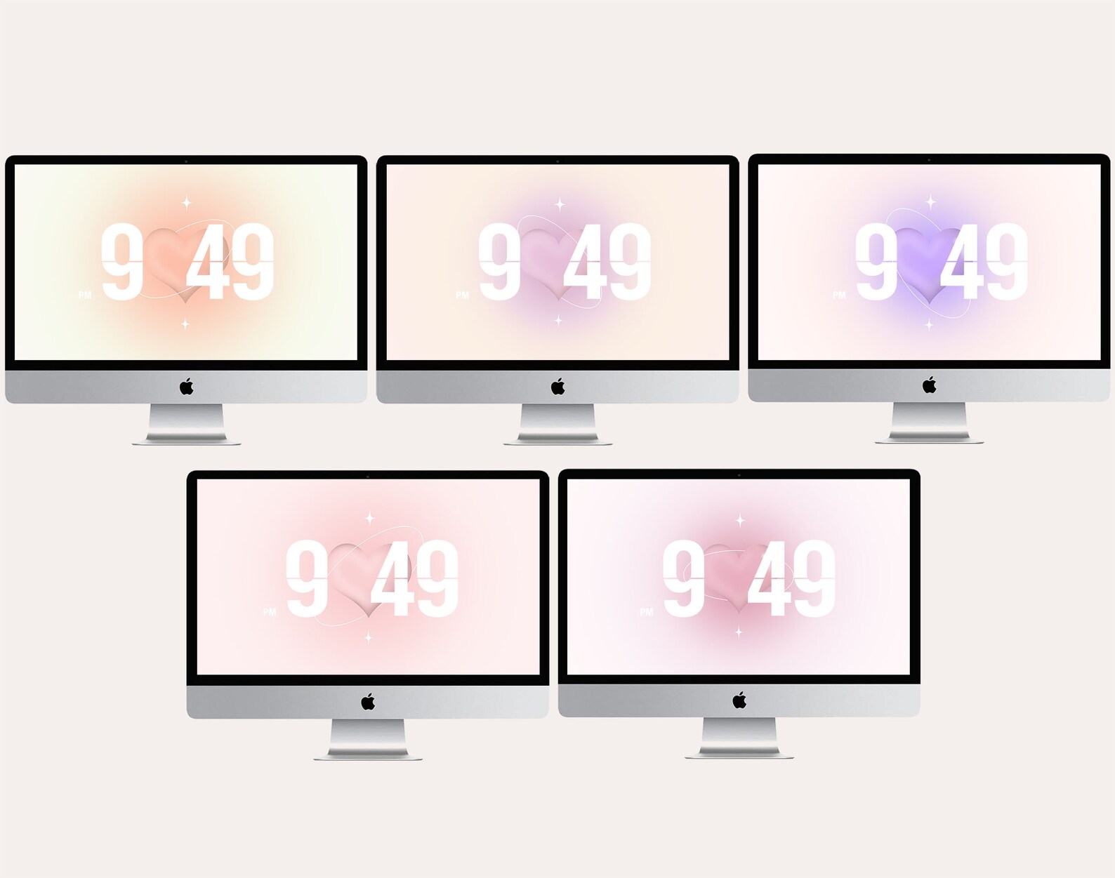 MacBook Crystal Hearts Wallpapers, Bundle of 5 Gradient Wallpapers ...