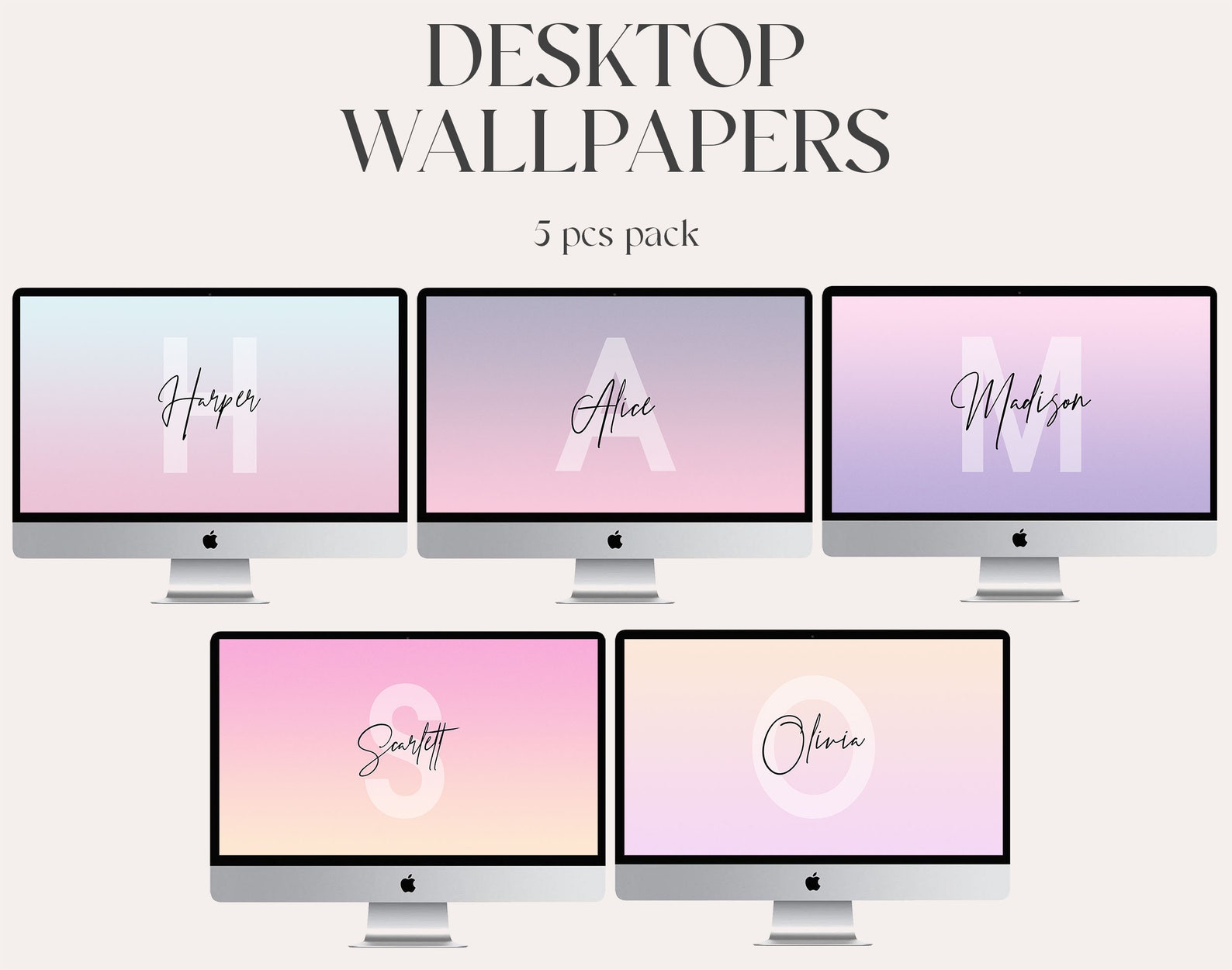 MacBook Custom Wallpapers, Bundle of 5 Gradient Wallpapers, Gradient ...