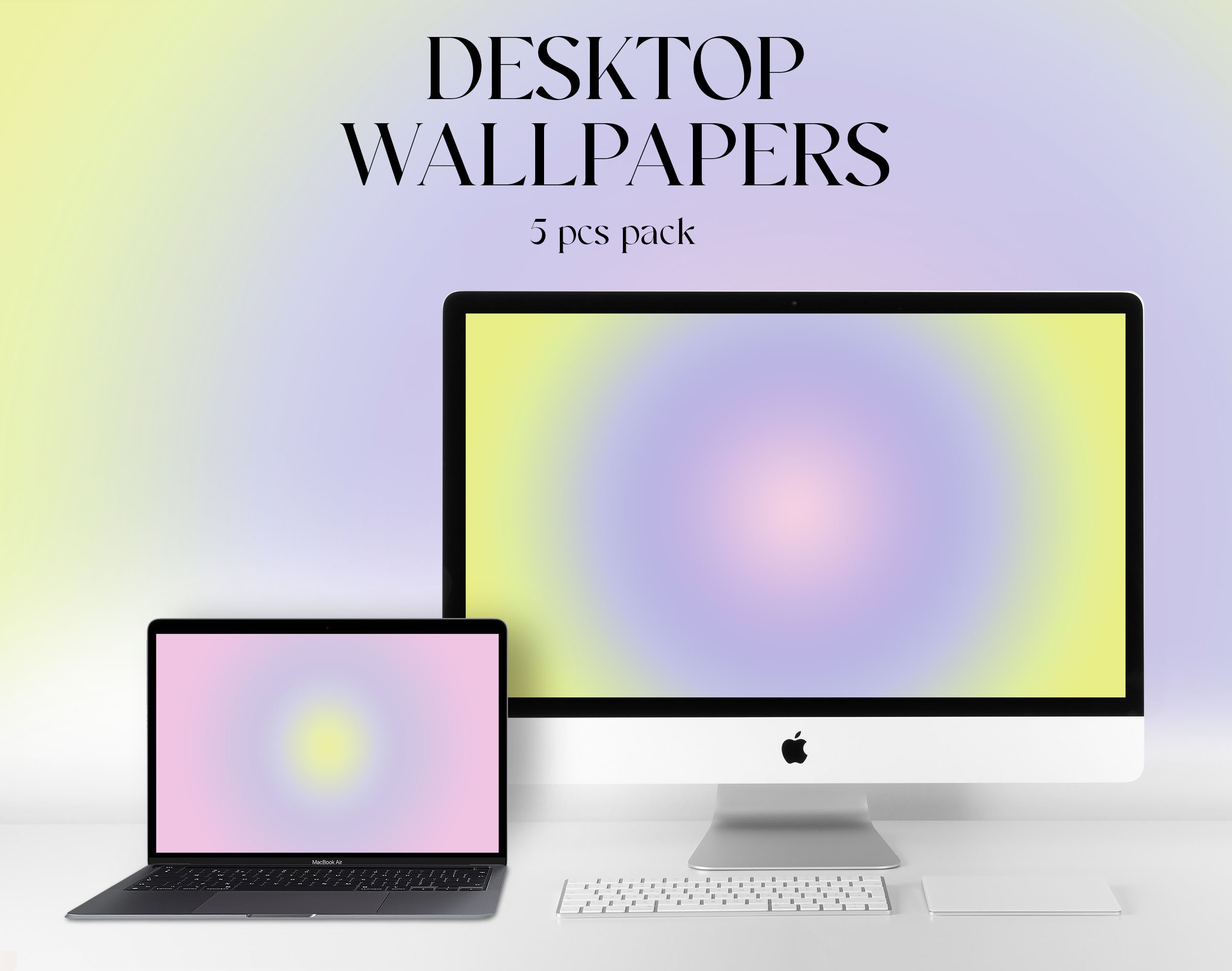 MacBook Aura Wallpapers, Set of 5 Gradient Wallpaper, Gradient Theme ...