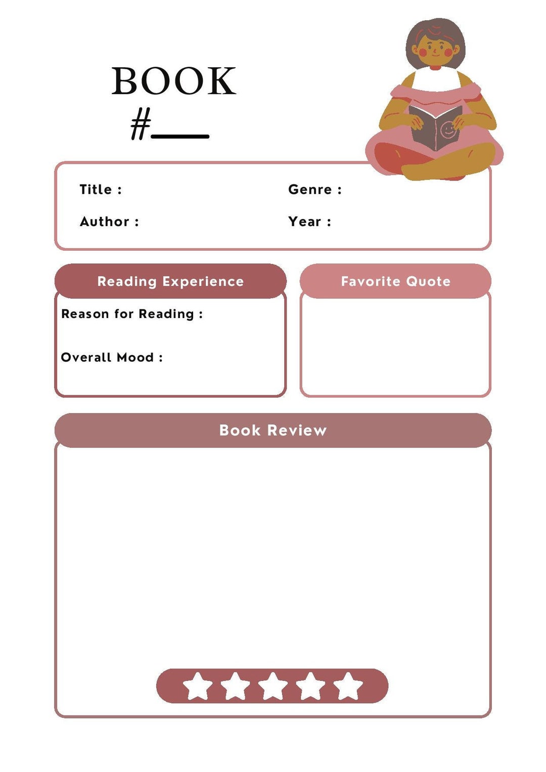 Book Tracking Printable, Reading Log, Reading Journal, Bookworm Bundle ...