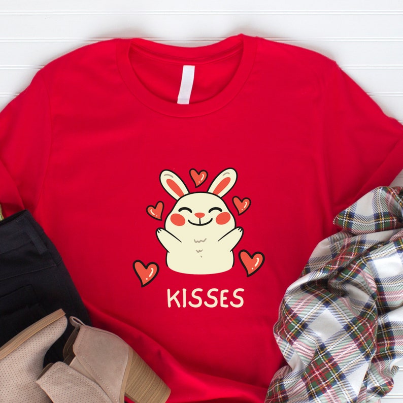 Chibi Rabbit Hugs & Heart T-shirt, Anime Chibi Shirt, Unisex Chibi Girl ...