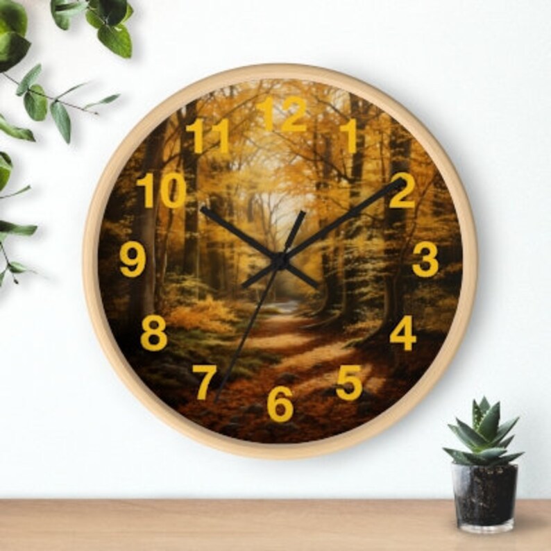 Autumn Trees Wall Clock, Fall Decor, Customizable Hands - Etsy