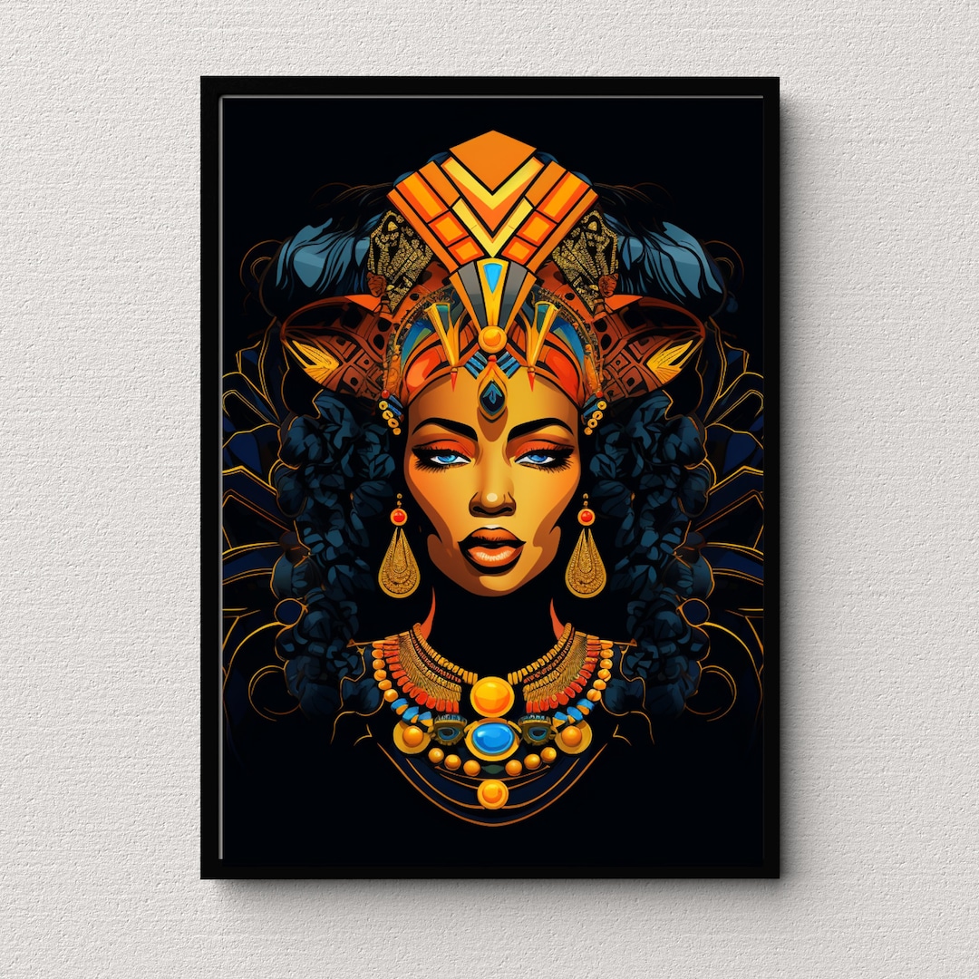 Vibrant Regal African Queen Wall Art, Beautiful African Queen Wall Poster, African Women Wall ...
